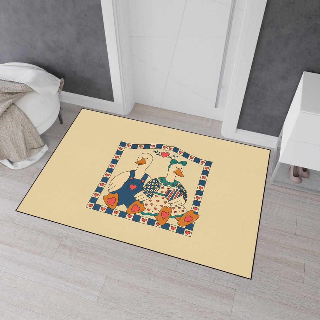 Grandmillennial Geese Rug, Granny Square Kitchen Decor, Patchwork ...