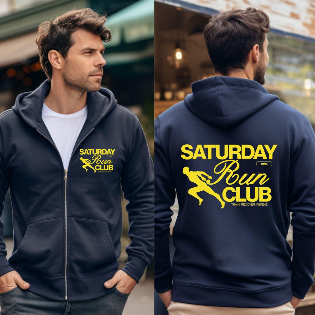 Saturday Run Club Zip up Hoodie, Weekend Running Sweatshirt, Marathon ...