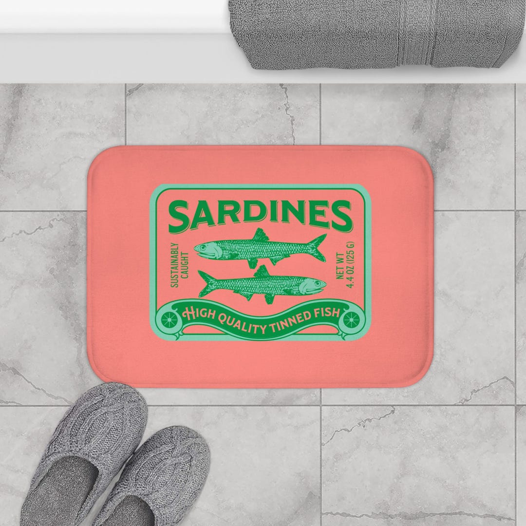 Vintage Sardines Bath Mat, Fisherman Core Aesthetic Bathroom Rug ...