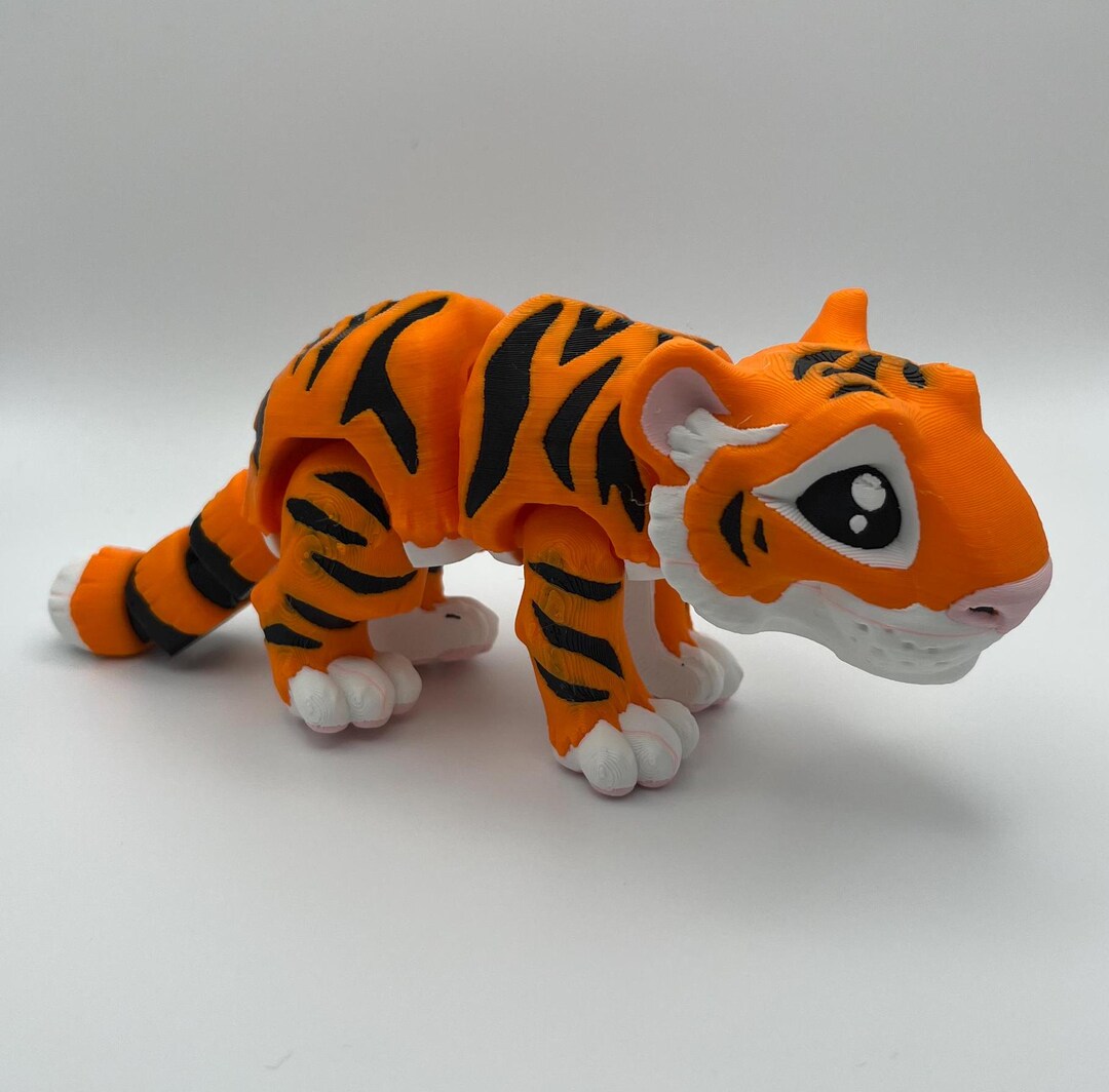 LARGE Tiger 3d Printed Cute Articulated Fidget Animal Multiple Colours ...