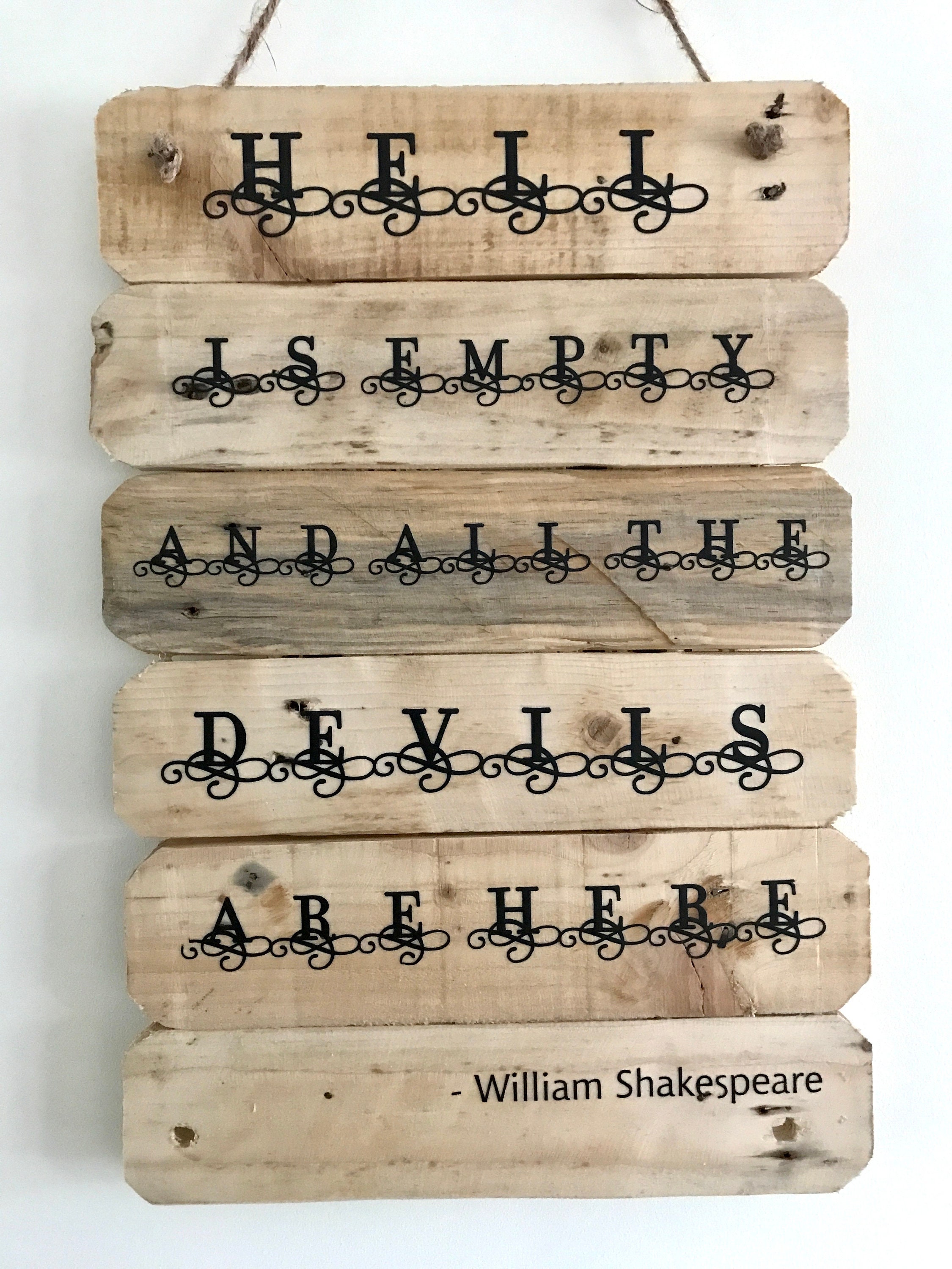 Shakespeare Quote Wall Art - the Tempest, Hell is Empty and All the ...