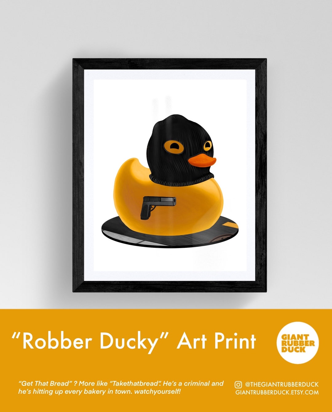 Robber Ducky, Art Print Collectible Rubber Duck Illustration Whimsical ...