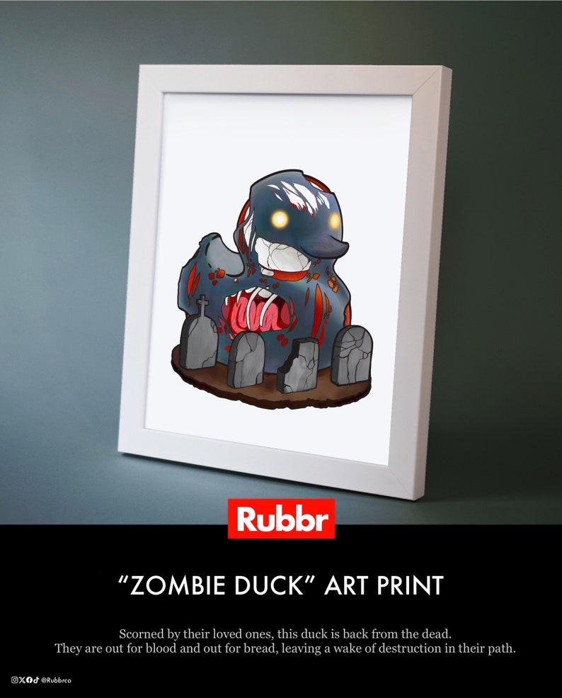 Zombie Duck Art Print Collectible Rubber Duck Illustration Whimsical ...