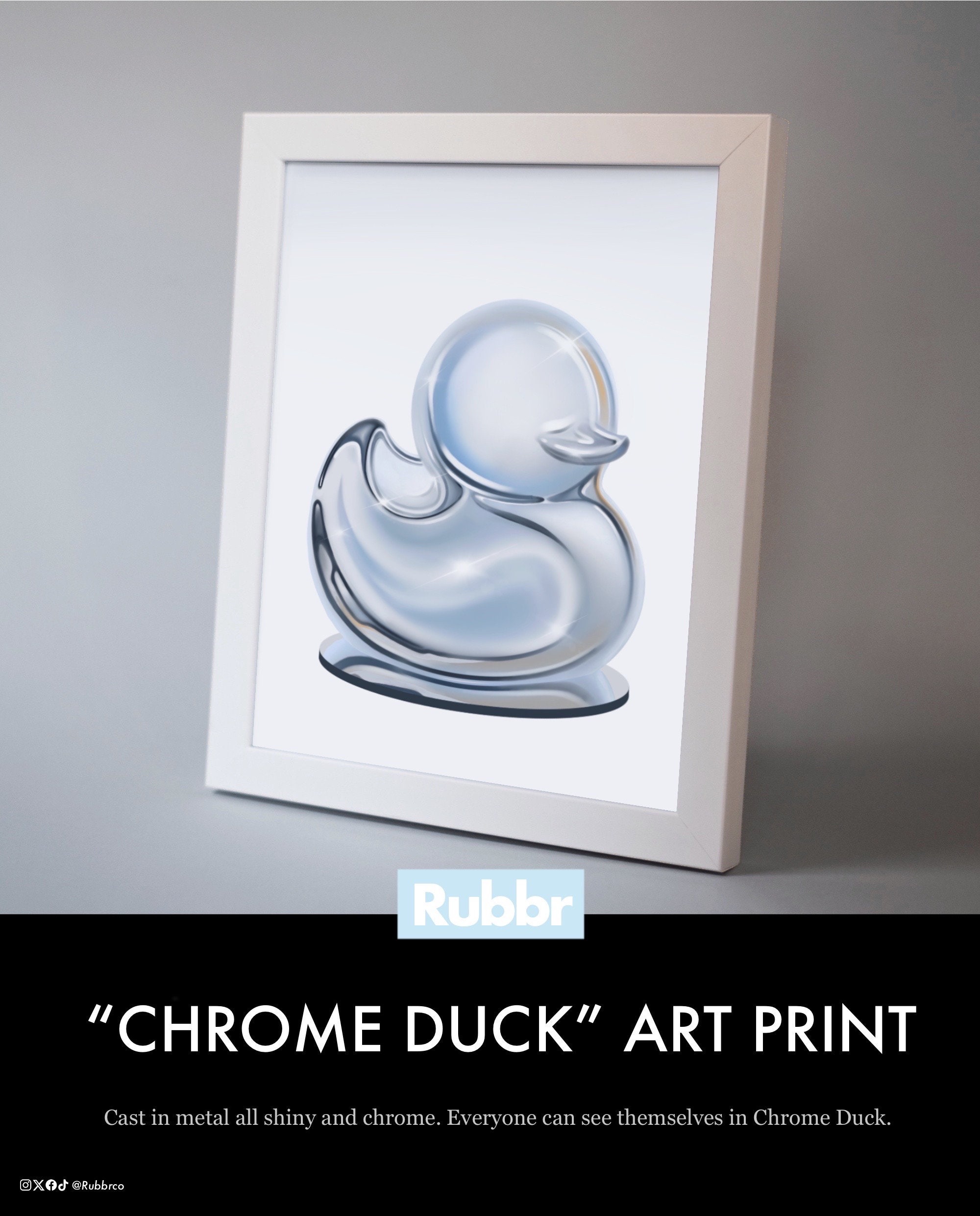 Chrome Duck , Art Print Collectible Rubber Duck Illustration Whimsical ...