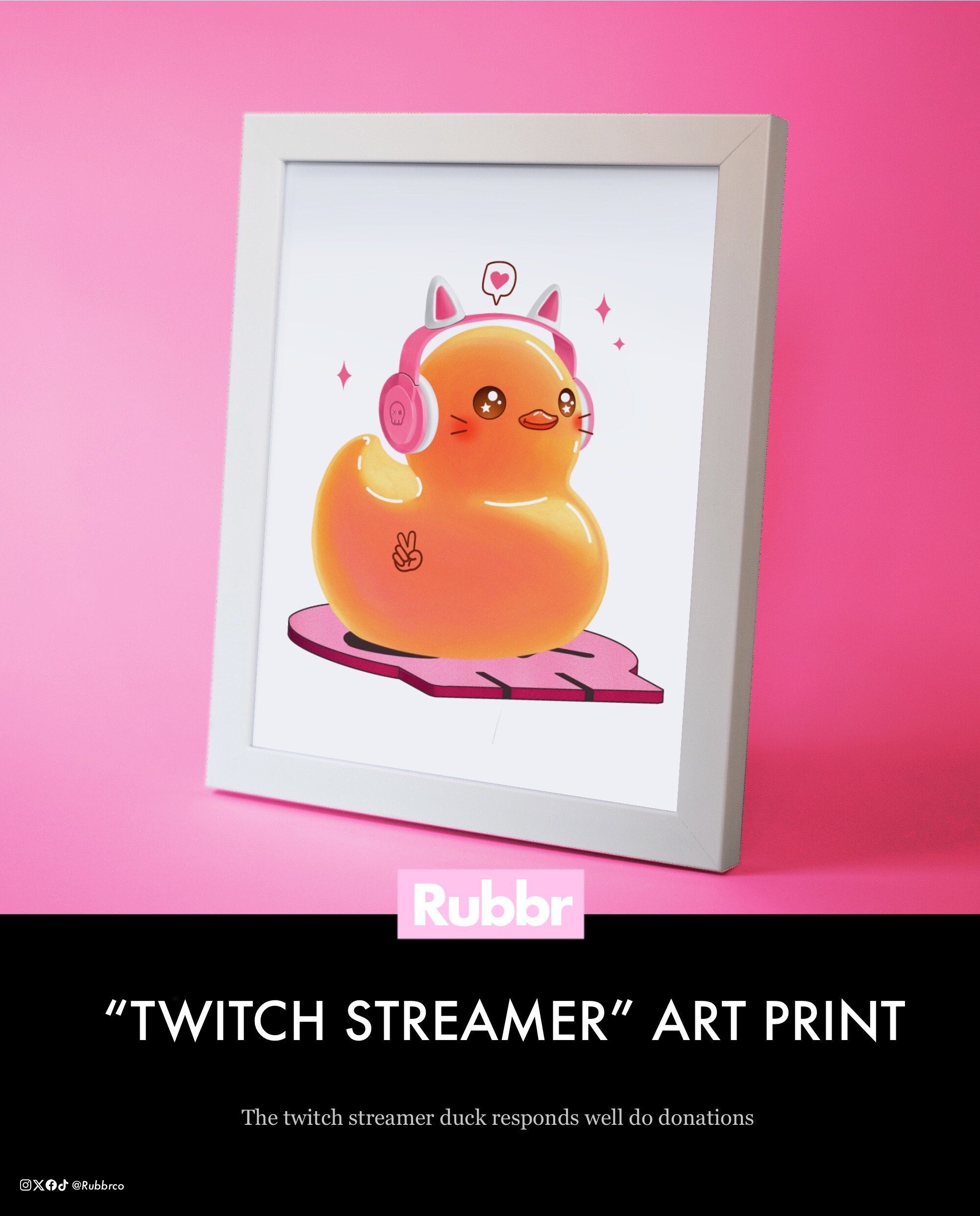 Twitch Streamer Duck , Art Print - Collectible Rubber Duck Illustration ...