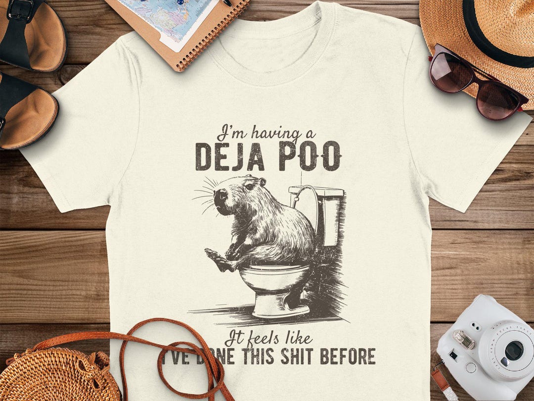 Capybara Deja Poo Shirt, Retro Graphic Tshirt, Animal Lover T-shirt ...