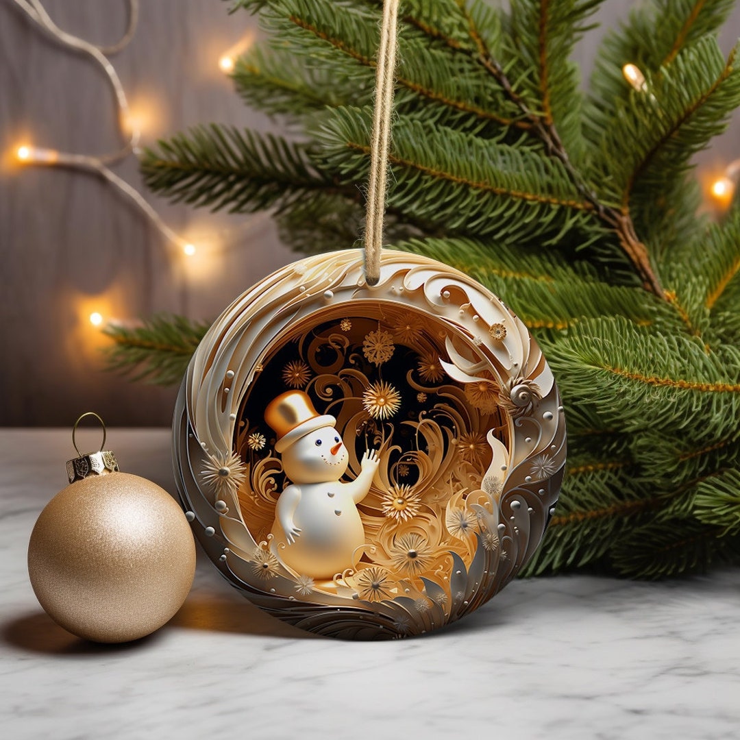 3D Snowman Christmas Ornament 3D Effect Ornament Decor as Christmas 3D ...