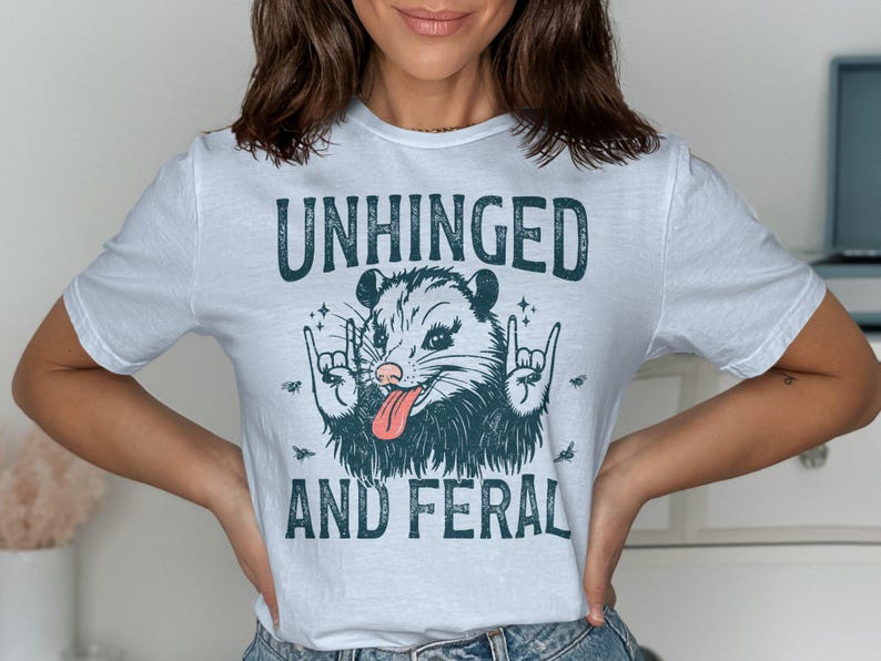 Unhinged and Feral Shirt, Rock’n Feral Possum T-shirt, Rock and Roll ...