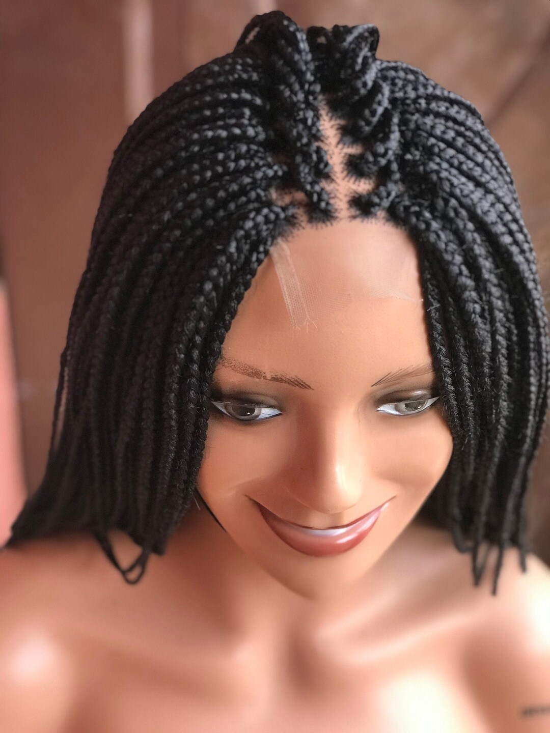 Ready to Ship Jet Black Knotless Braids Center Part Lace - Etsy