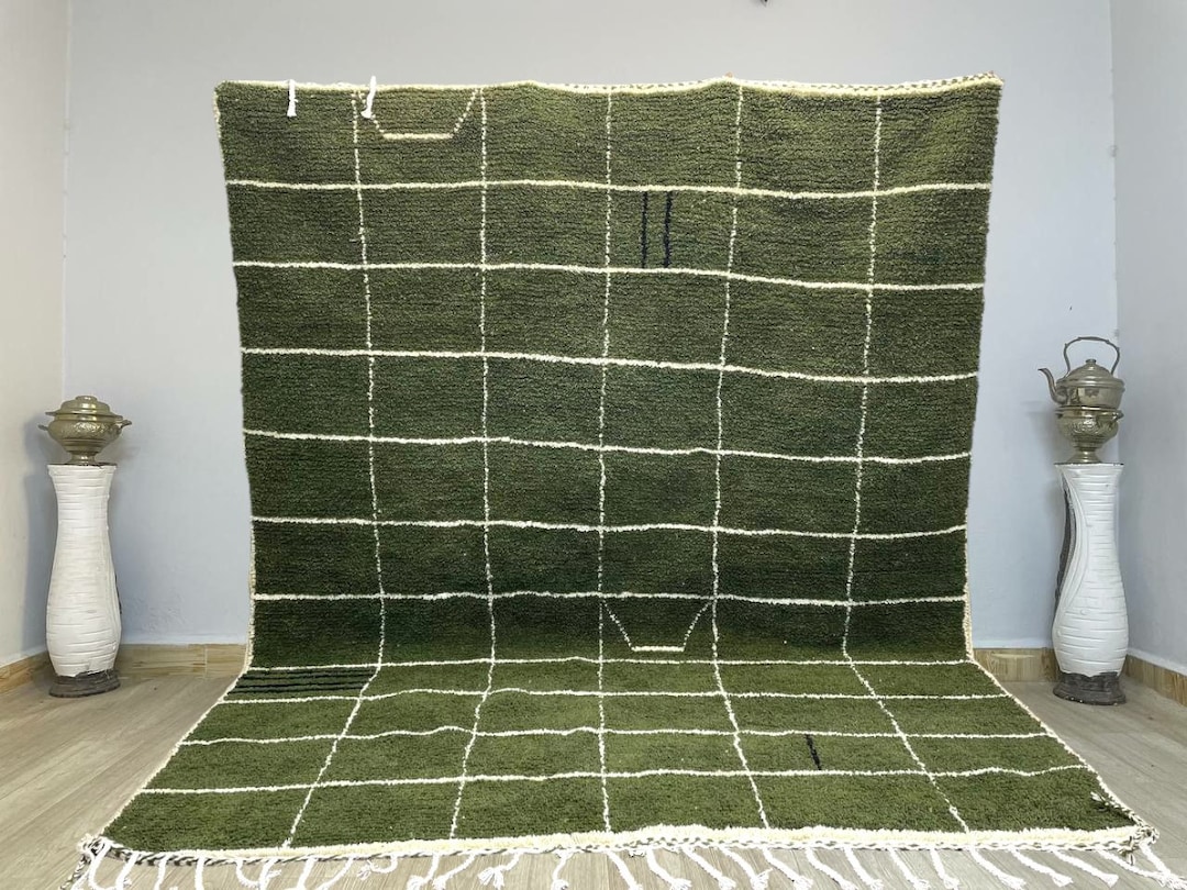 Beni Ourain Rug Moroccan Green Rug,green Rug,handmade Berber Wool Rug ...