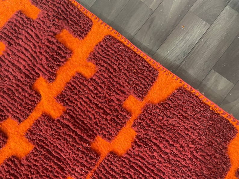 Handmade Moroccan Berber Rug – Orange Geometric Moroccan Carpet ...