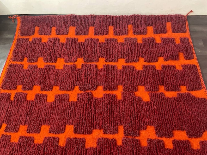 Handmade Moroccan Berber Rug – Orange Geometric Moroccan Carpet ...
