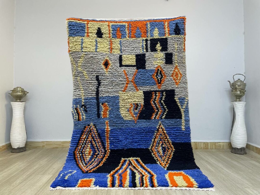 Blue Handmade Morrocan Rug, Custom Moroccan Rug, Berber Rug, Beni ...