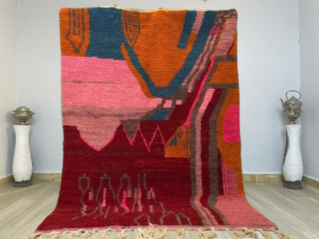Moroccan Pink and Orange Rugs | Morocco Rug | Orange Carpet | Pink Rugs ...