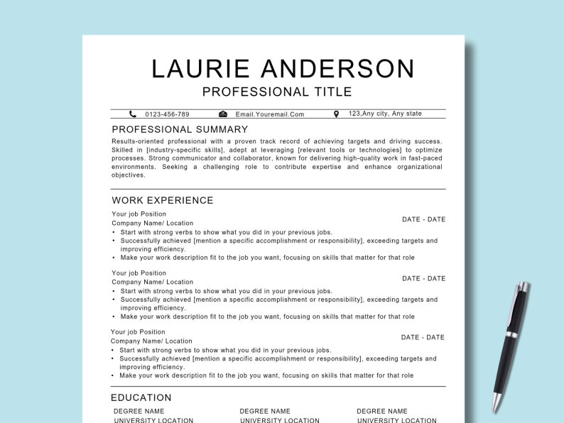 Ats Resume Template, Resume Template Google Docs, Professional Resume ...