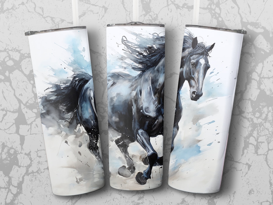 Black Horse Running Tumbler Wrap, 20 Oz Skinny Tumbler Sublimation ...