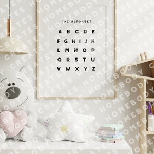 The Alphabet, Black & White Digital Print, Classroom Nursery Art ...