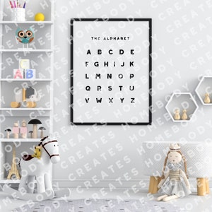 The Alphabet, Black & White Digital Print, Classroom Nursery Art ...