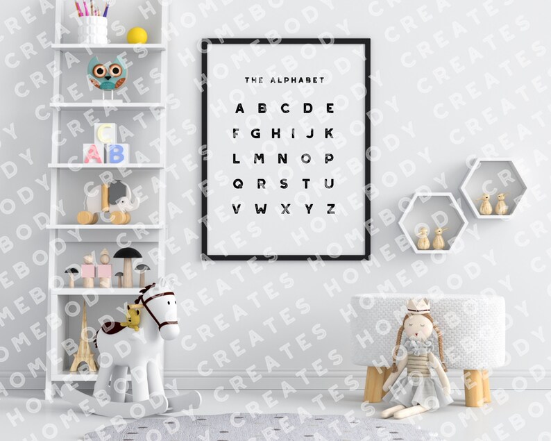 The Alphabet, Black & White Digital Print, Classroom Nursery Art ...