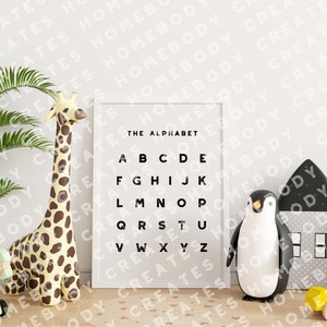 The Alphabet, Black & White Digital Print, Classroom Nursery Art ...