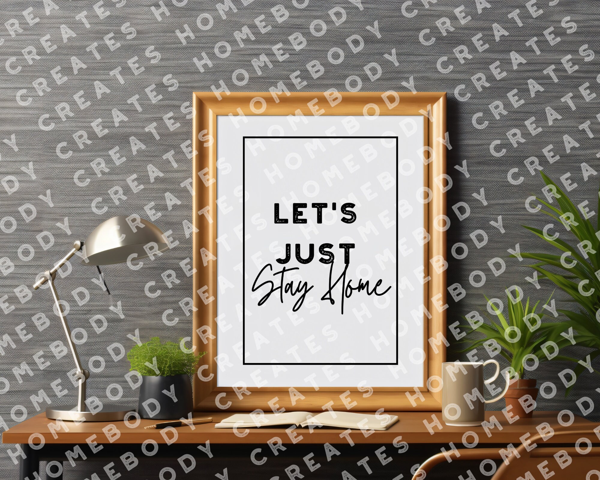 Let's Just Stay Home, Black & White Digital Print, Classroom Office Art ...
