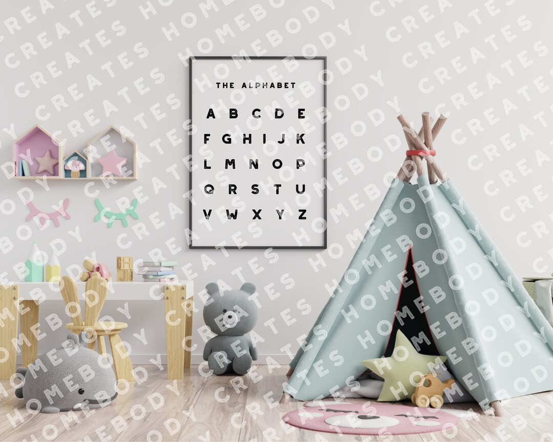 The Alphabet, Black & White Digital Print, Classroom Nursery Art ...