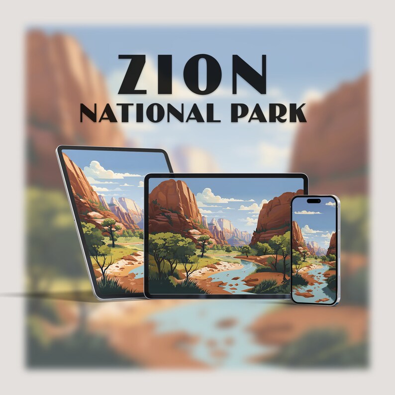 ZION National Park Wallpaper Phone, Tablet, Laptop, ... Digitaldownload ...