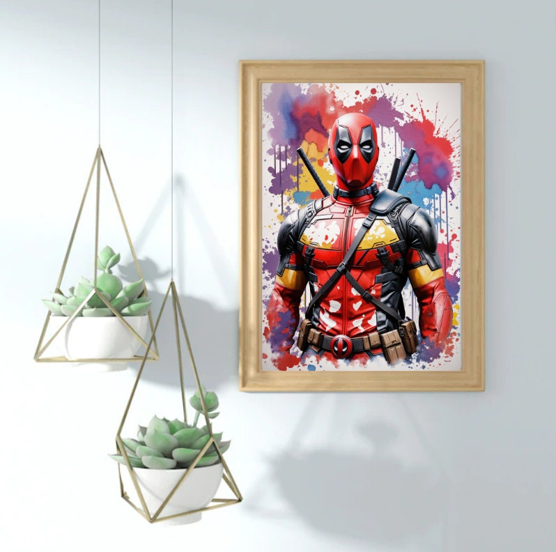 Deadpool Printable Painting.deadpool Super Hero Posterdigital - Etsy