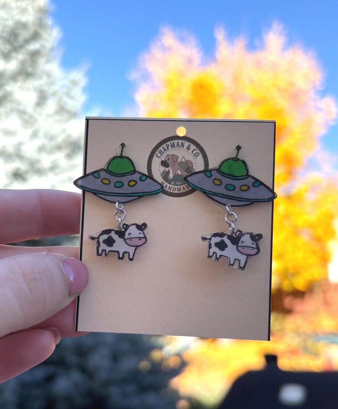 Unique Cow Alien Abduction Earrings Handmade Nickel Free - Etsy