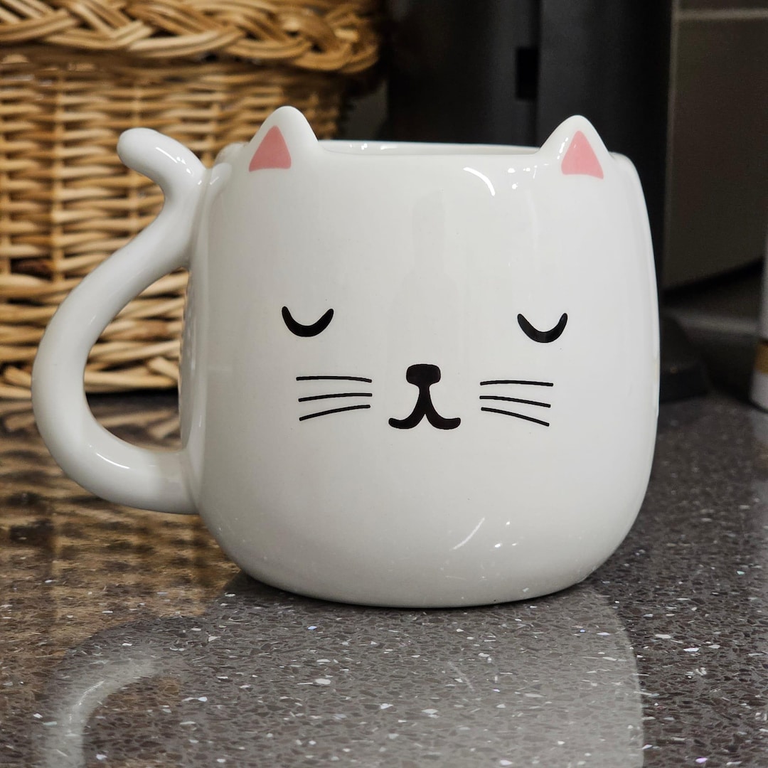 Cute Cat Mug With Ears Dolomite Cat Coffee Mug Cute Cat Shaped Cup for ...