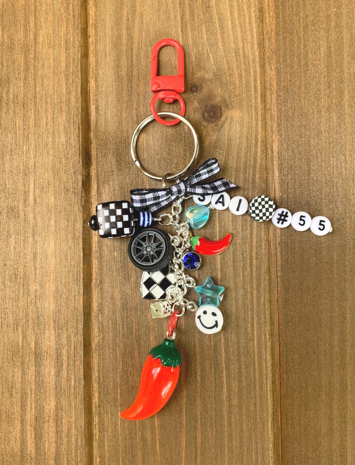 NEW Sports Car Racing Sainz #55 Chili Pepper Inspired Bag Charm Key ...