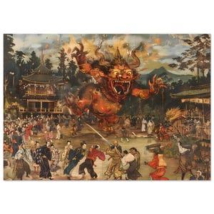Vintage Japanese Yokai Demon Art Print, Japanese Wall Decor ...
