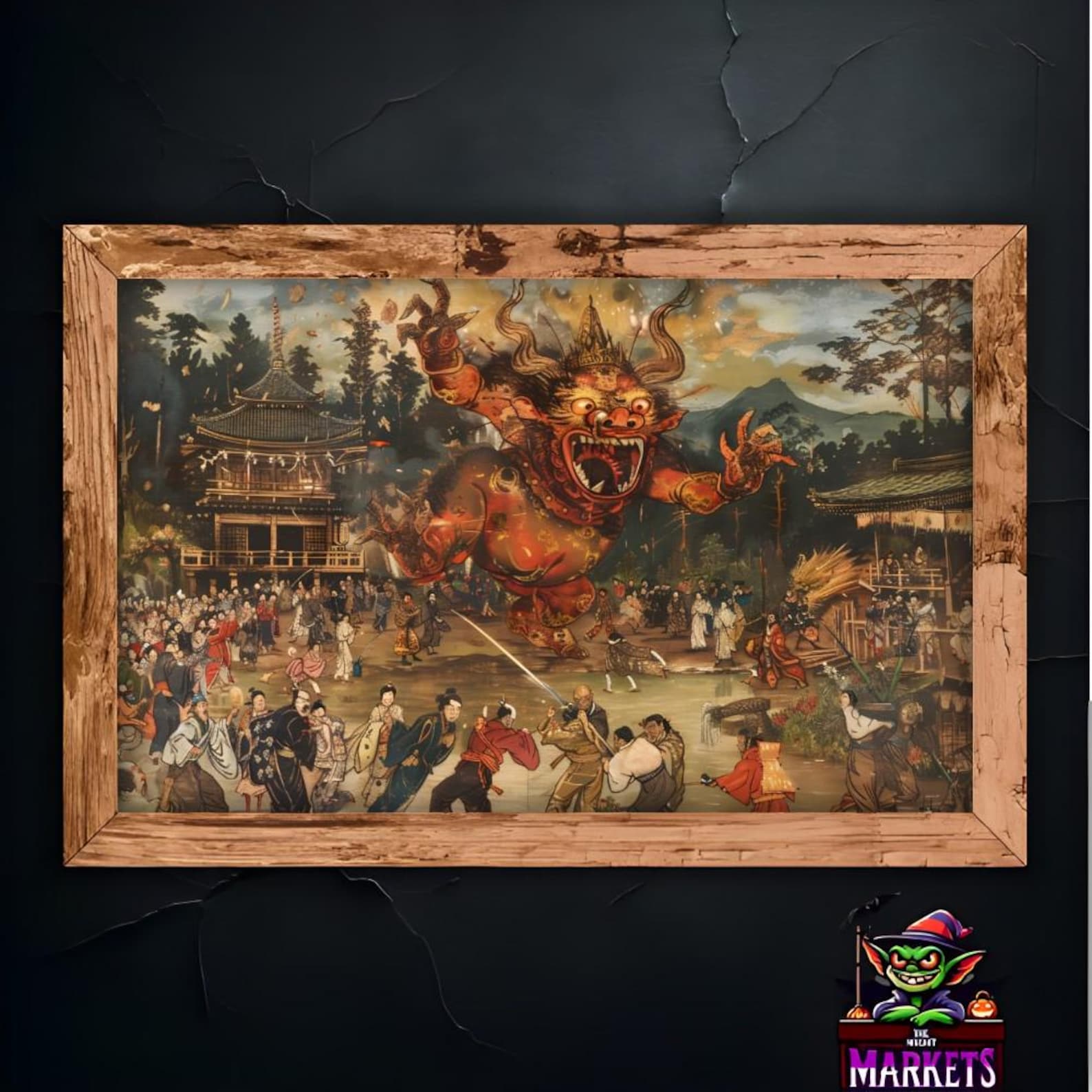 Vintage Japanese Yokai Demon Art Print, Japanese Wall Decor ...