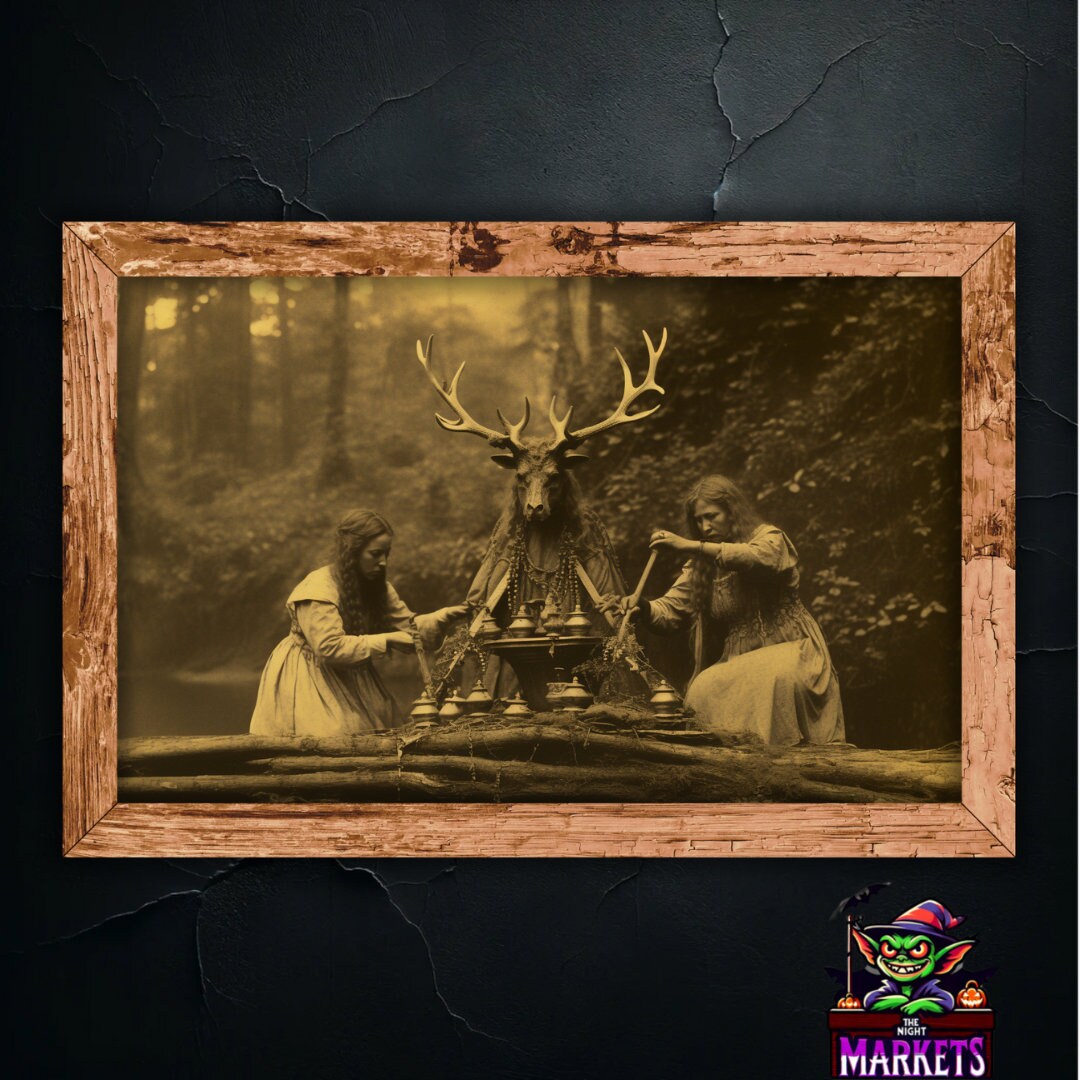 Vintage Druid Ritual - Gothic Picture of Spooky Forest Magic - Etsy