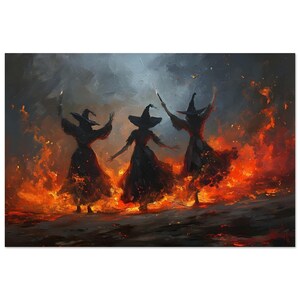 Dancing Witches Wall Art - Fire Witches in Gothic Painting, Enchanting ...