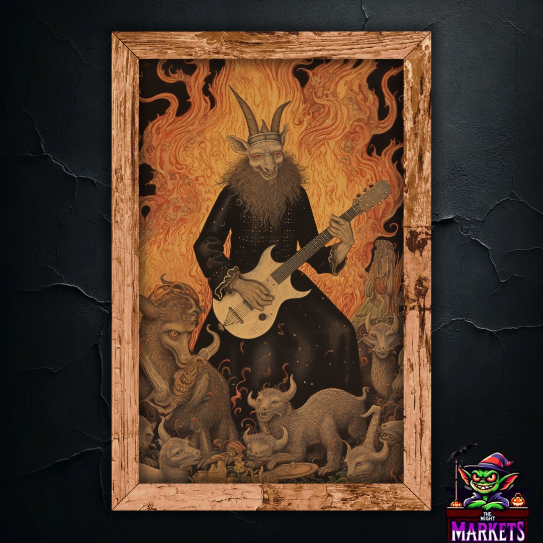 Heavy Metal Devil Goat Guitarist Poster: Satanic Rock and Roll in ...
