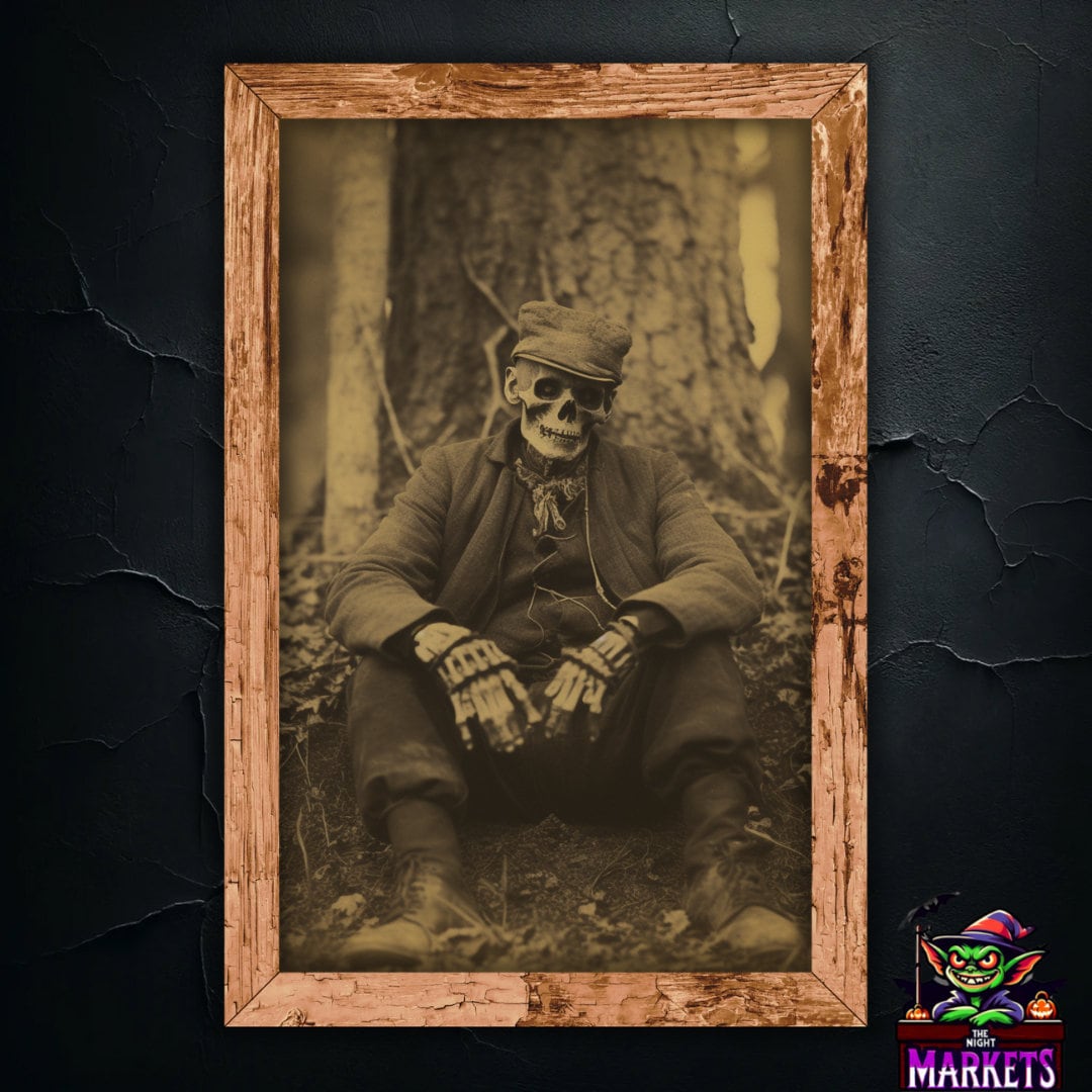 Skeleton Graverobber Gothic Picture - Vintage Photo of Spooky ...
