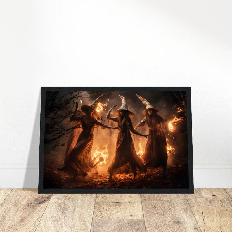 Gothic Dancing Witches Wall Art Spooky Picture of Witches' Ritual Dance ...
