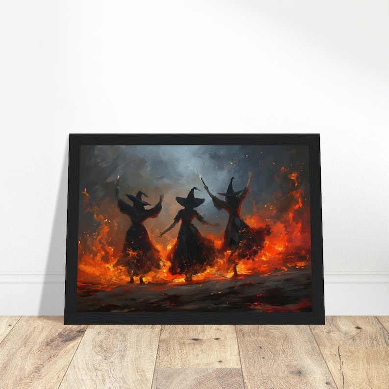 Dancing Witches Wall Art - Fire Witches in Gothic Painting, Enchanting ...