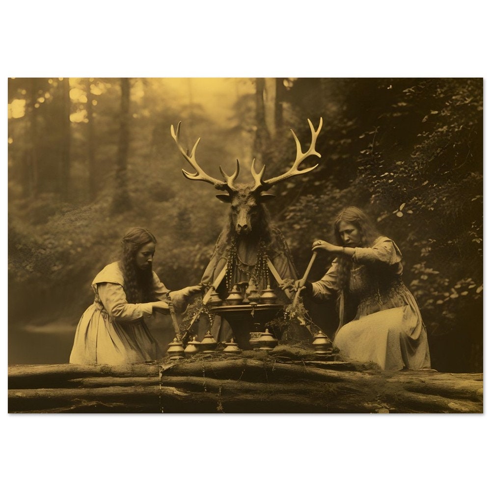 Vintage Druid Ritual - Gothic Picture of Spooky Forest Magic - Etsy