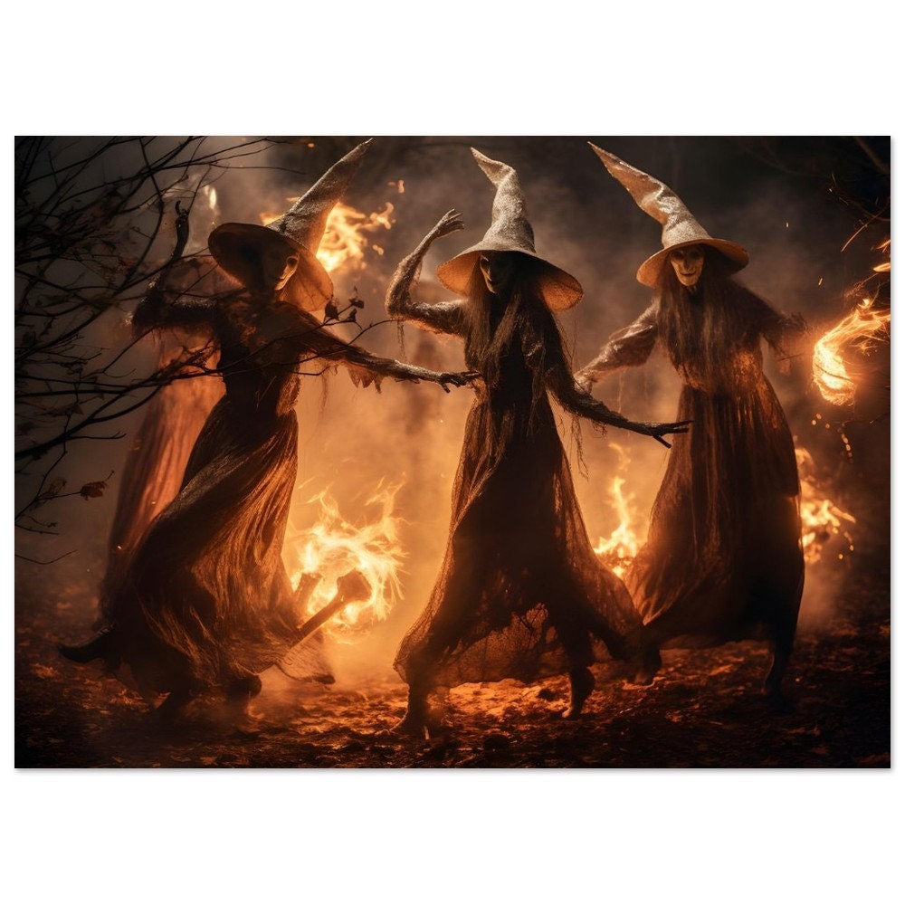 Gothic Dancing Witches Wall Art Spooky Picture of Witches' Ritual Dance ...