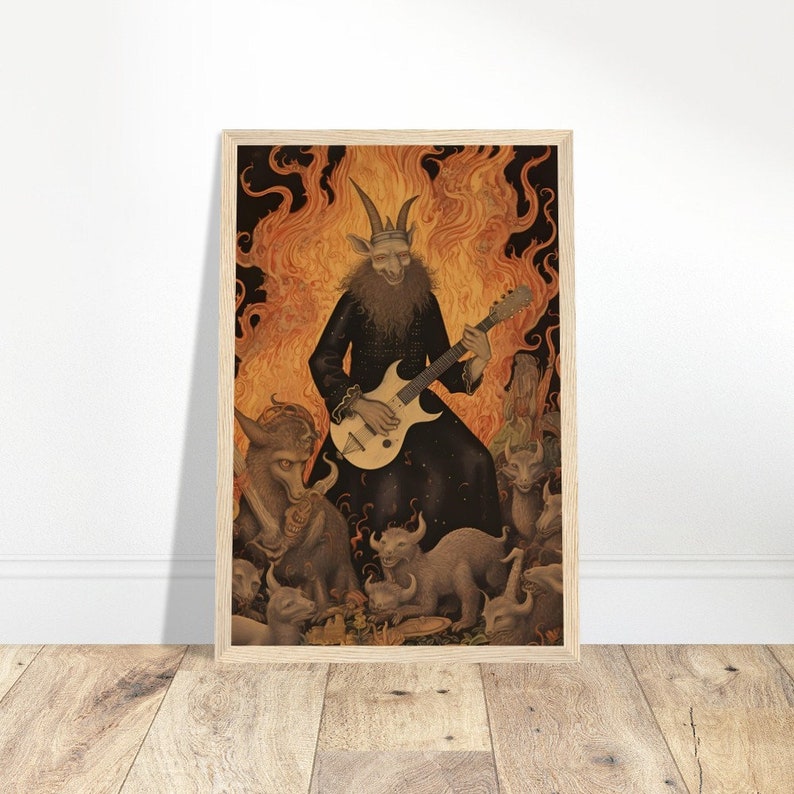 Heavy Metal Devil Goat Guitarist Poster: Satanic Rock and Roll in ...