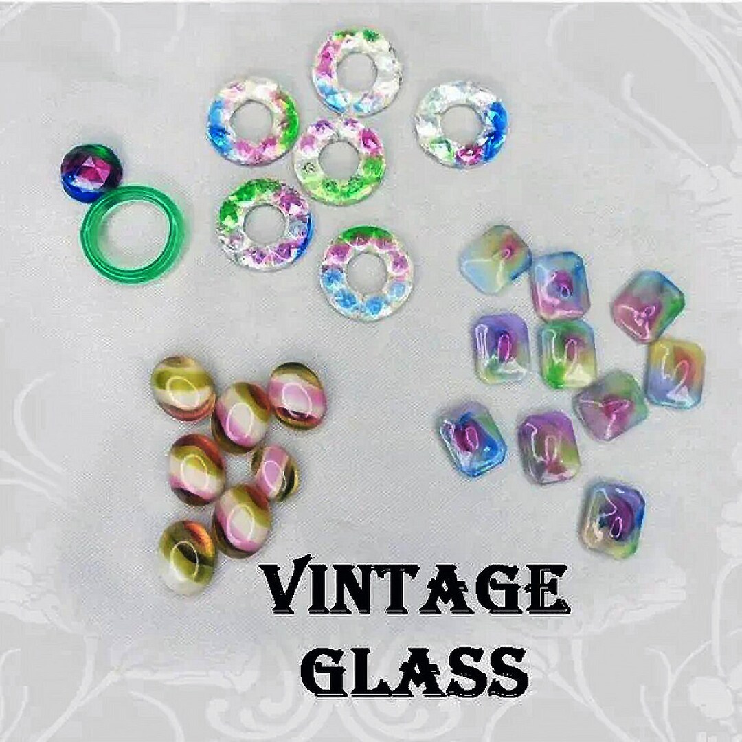 Vintage Rainbow Color Glass Stones Unused Small Deadstock, Jewelry ...