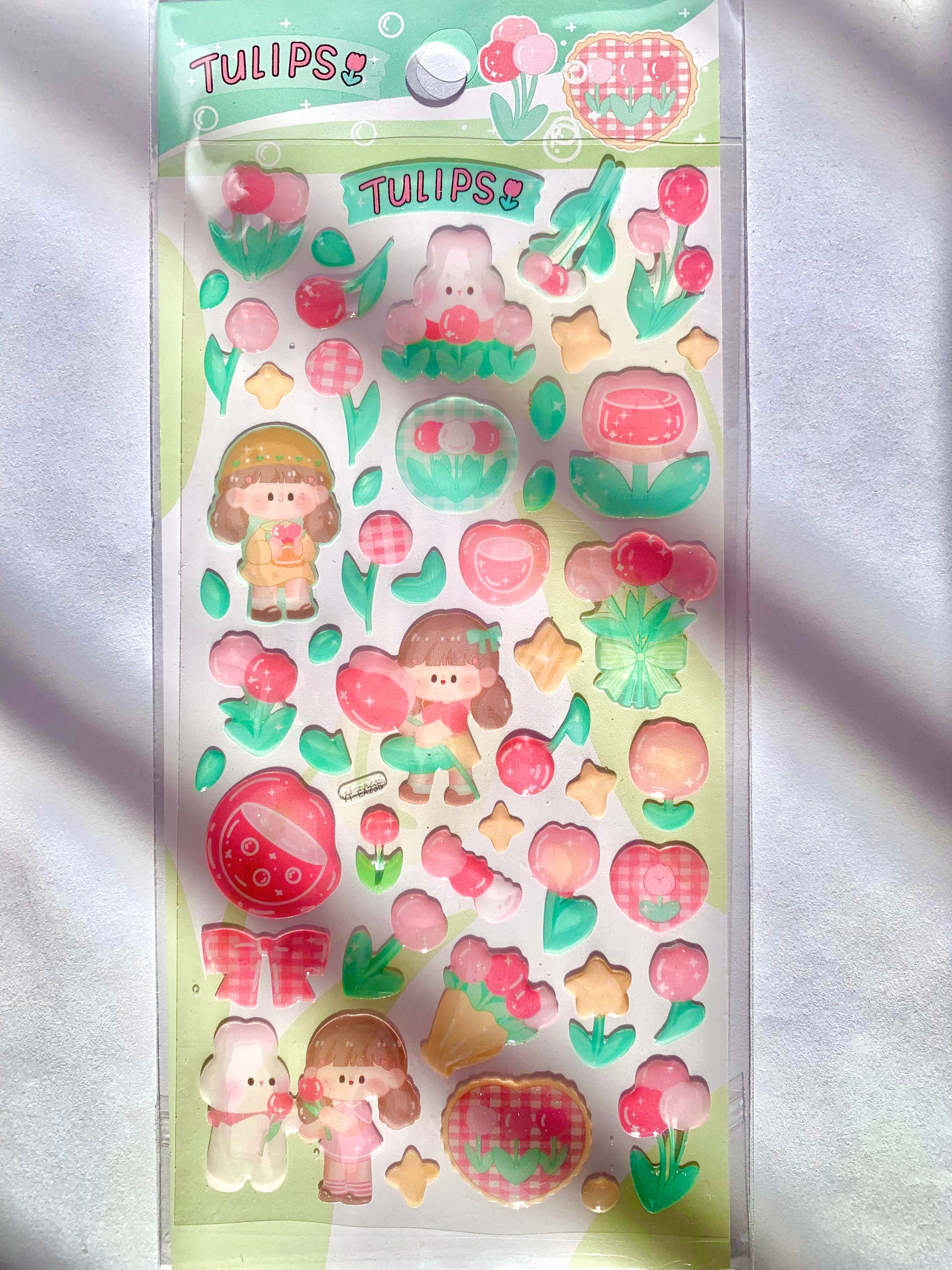 Kawaii Chibi & Bunny Pastel Stickers Green/pink/blue/yellow Cute ...