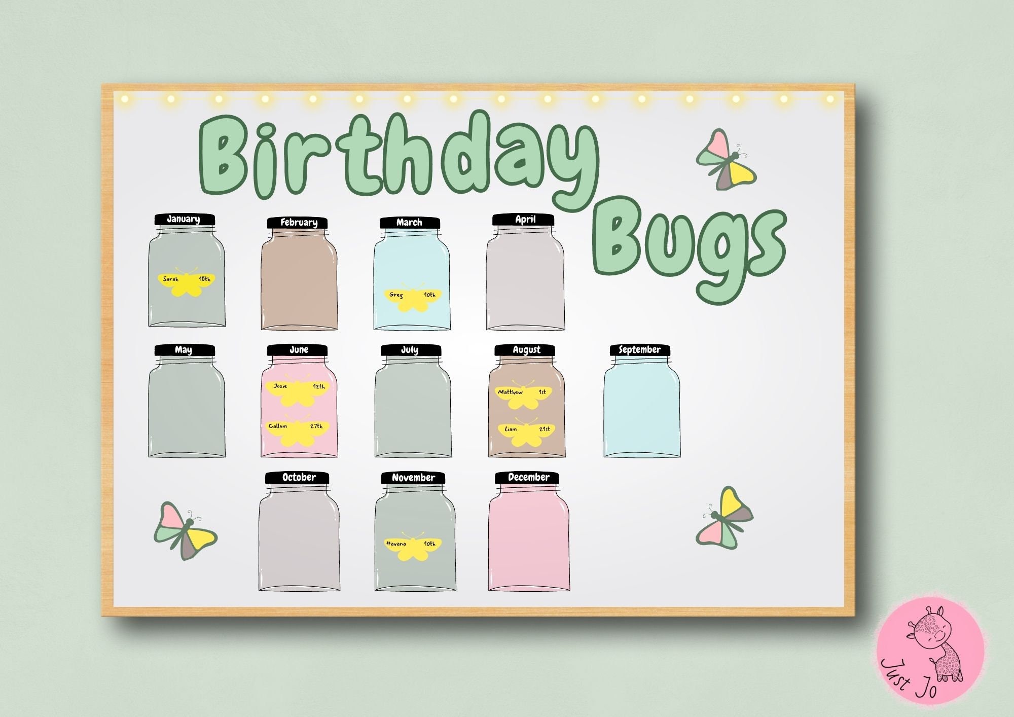 Firefly Birthday Display | Birthday Chart | Classroom Display | Nature ...