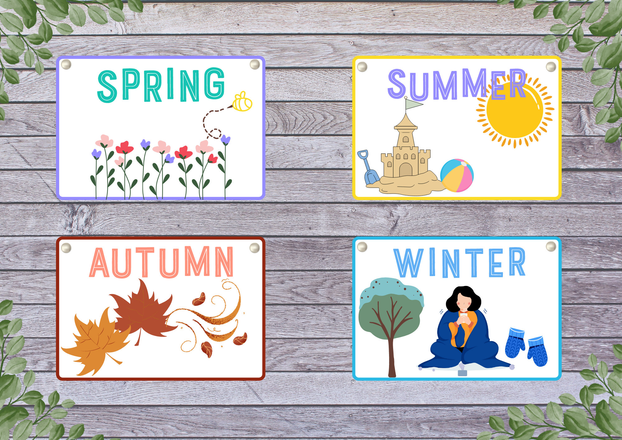 Seasons Flashcards, Seasons of the Year, Four Seasons, Seasons Chart ...