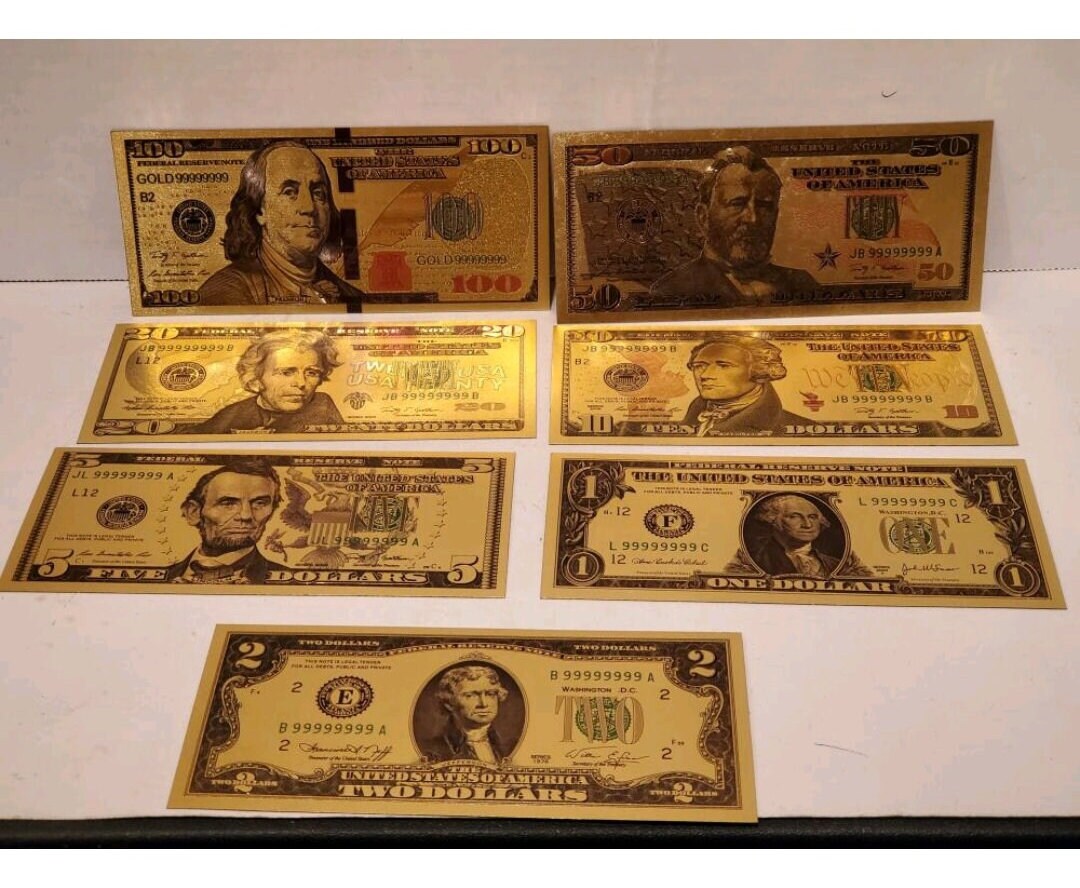 Set of 7 Gold Leaf Bills .999 Gold - Etsy