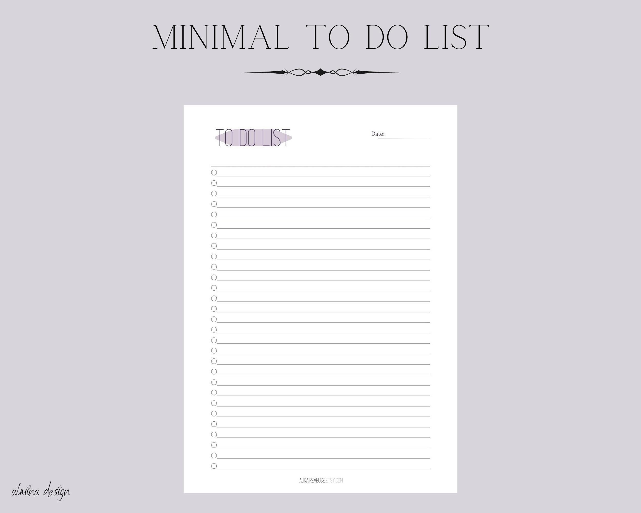 Minimal to Do List Printable Task List Template - Etsy