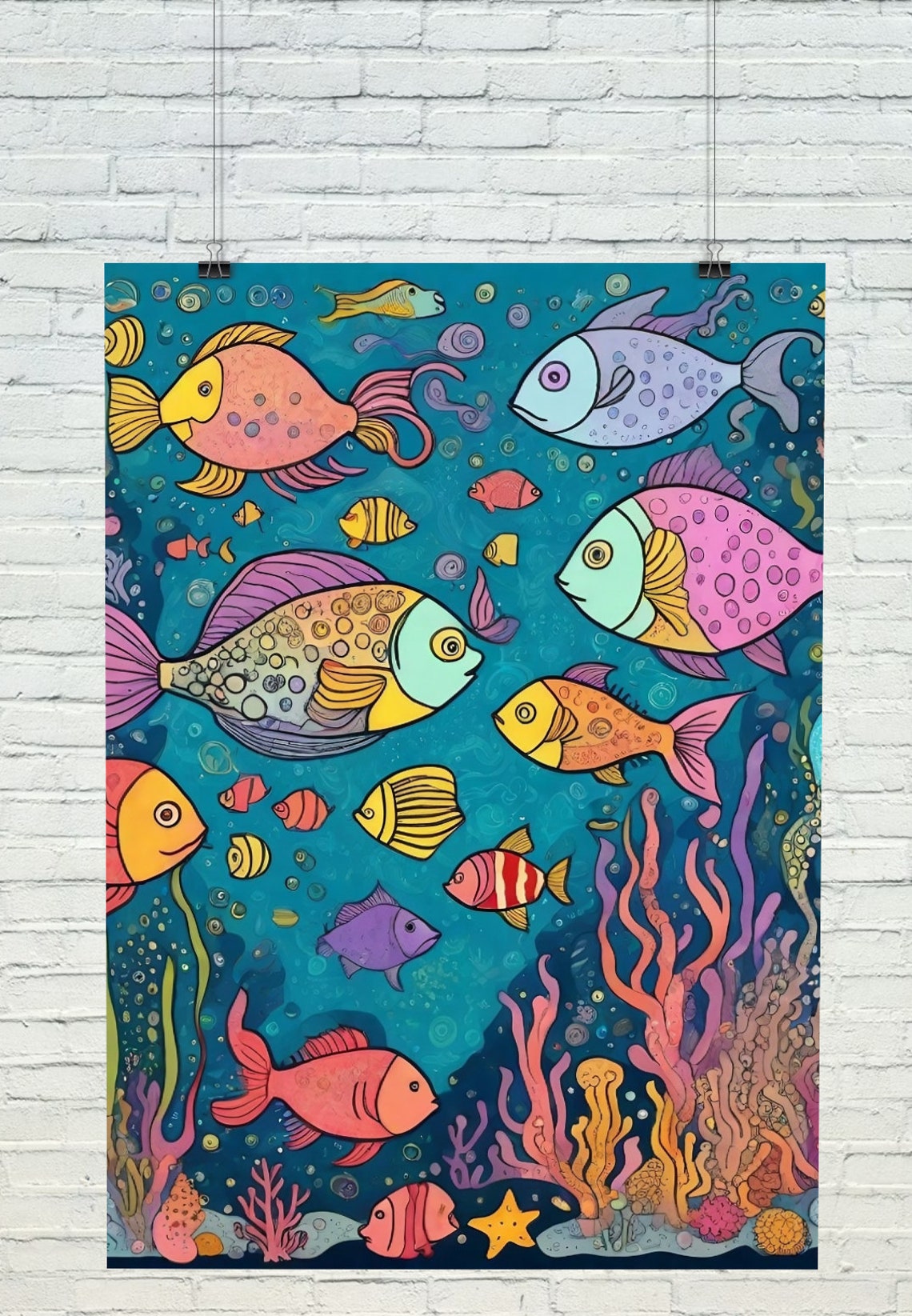 Digital Fish Doodle Art Doodle Art Poster Fish Doodle SVG - Etsy