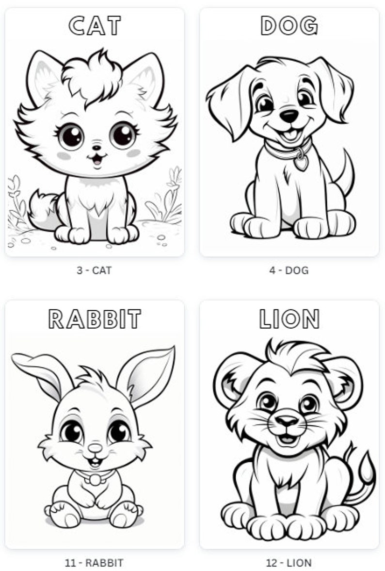 Kids Coloring Pages, 20 Animal Activity Sheets PDF JPG - Etsy